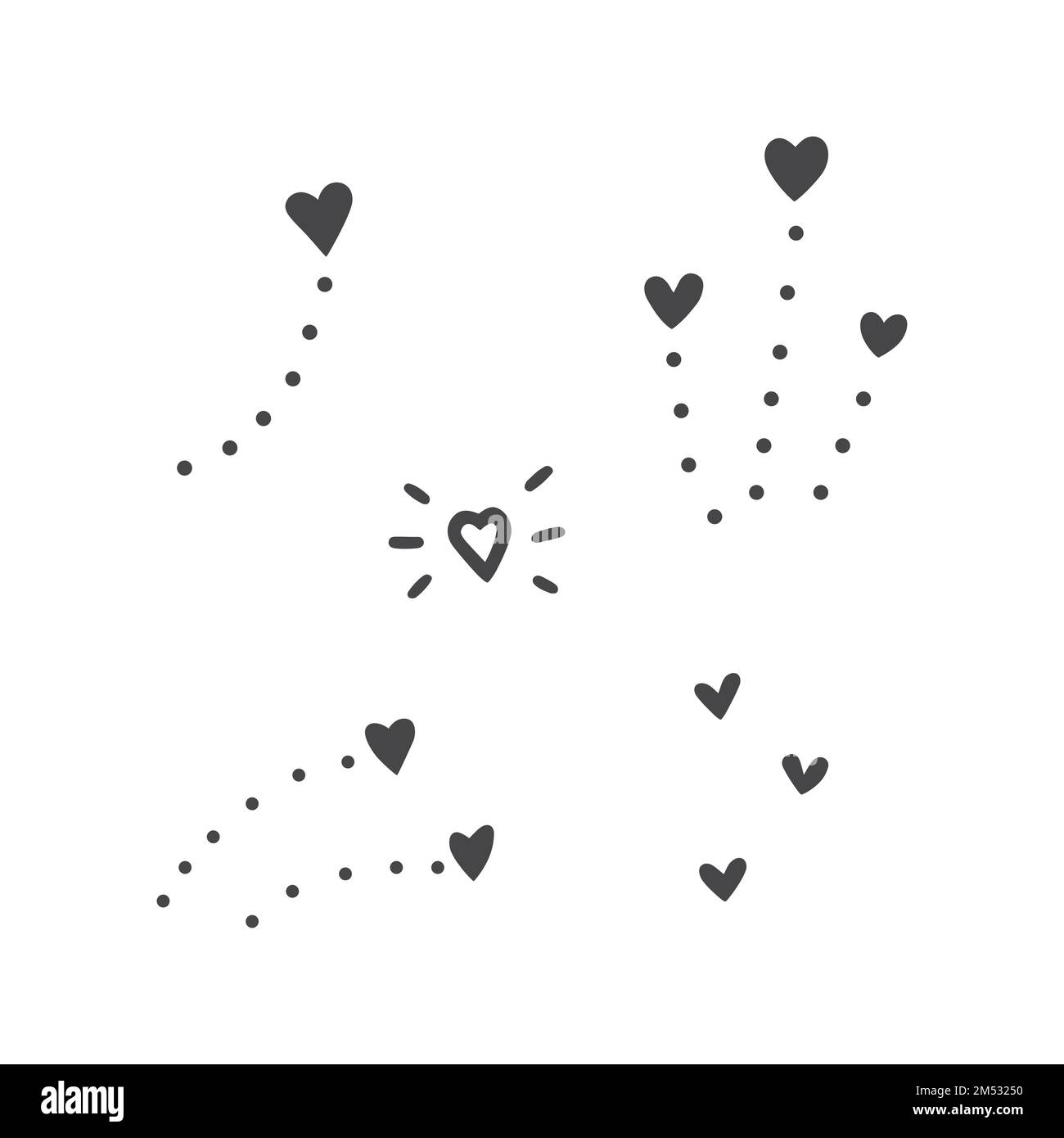 Heart fireworks set. Vector illustration hand drawn, doodles collection ...