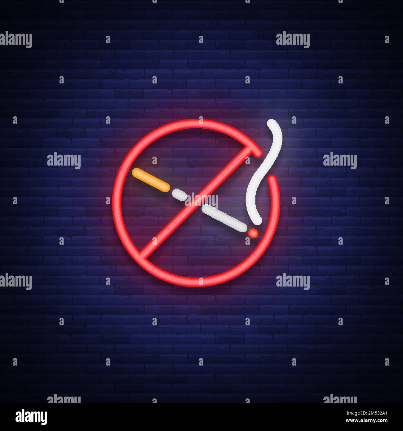 No smoking vector neon sign. Bright symbol, icon, luminous warning sign ...