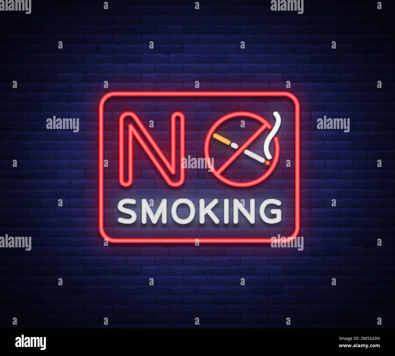 No smoking neon sign. Bright character, neon banner, icon, luminous ...