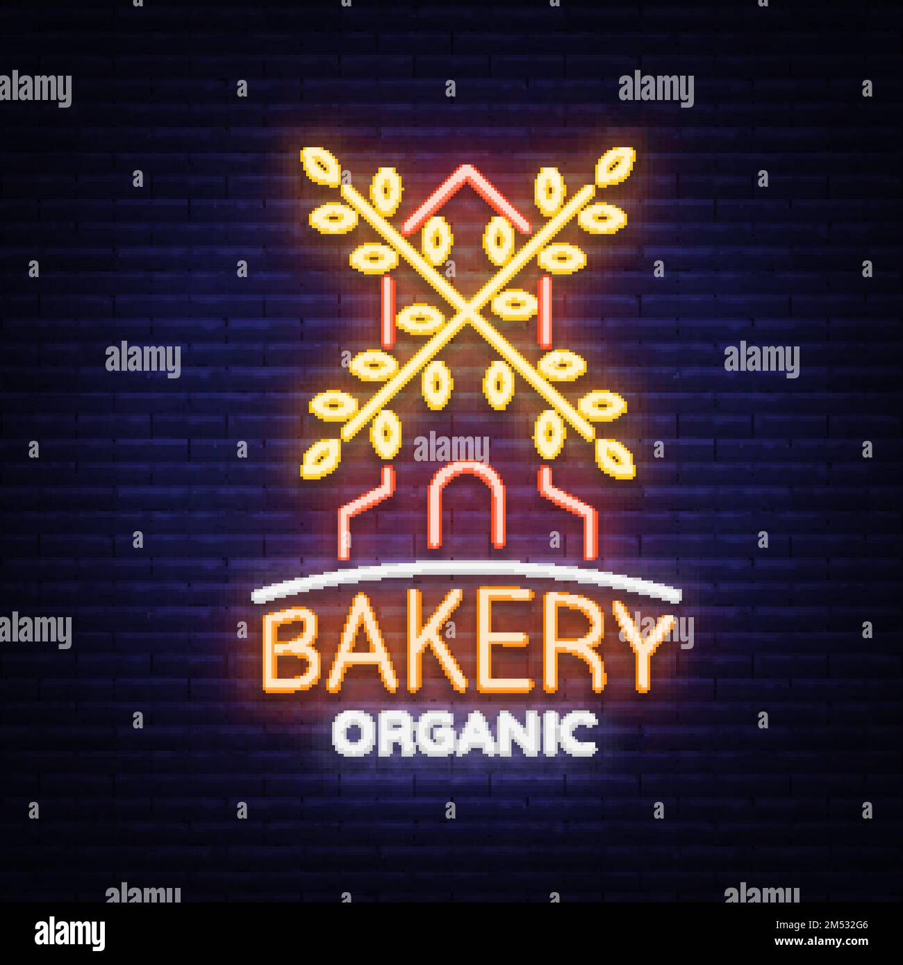 Bakery organic logo, fresh bread, loaf. Vector illustration on bakery ...