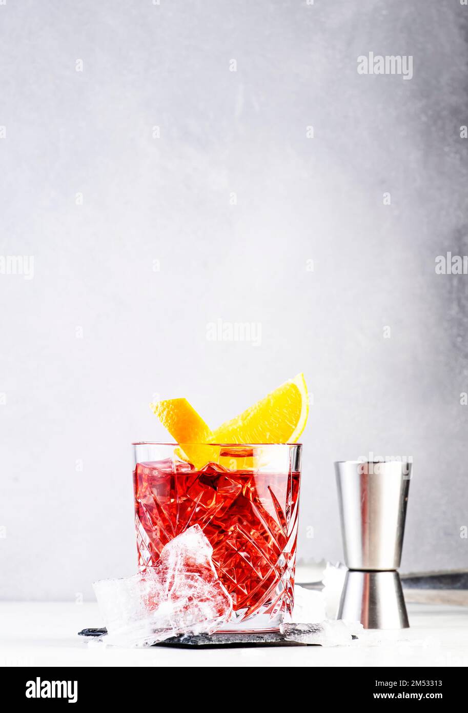 Negroni popular alcoholic cocktail with dry gin, red vermouth and red ...
