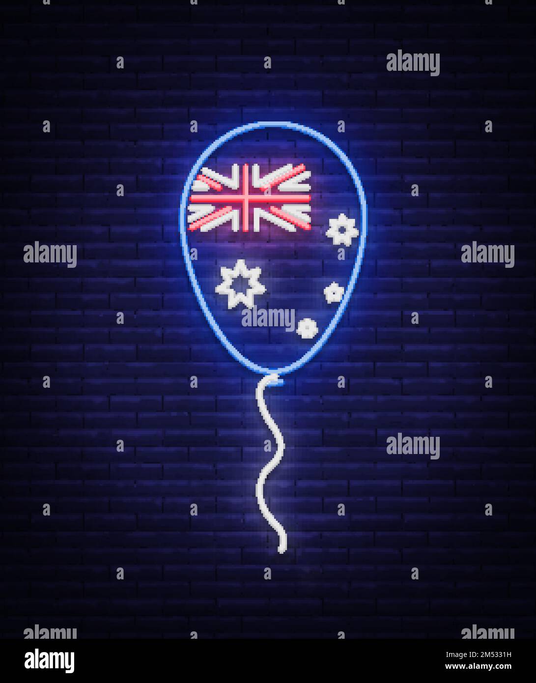 Australian Flag Balloon Neon Sign. Vector Illustrations, Neon Banner ...