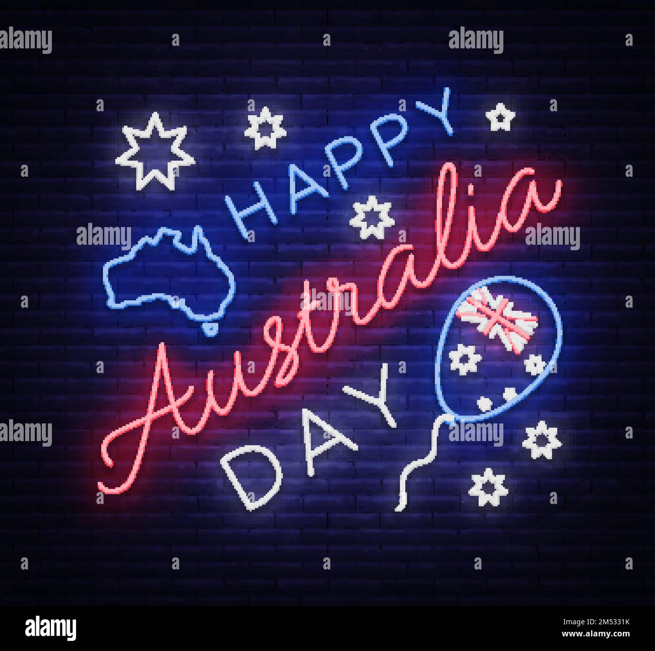 Happy Australia Day neon sign vector. Neon banner, bright card ...
