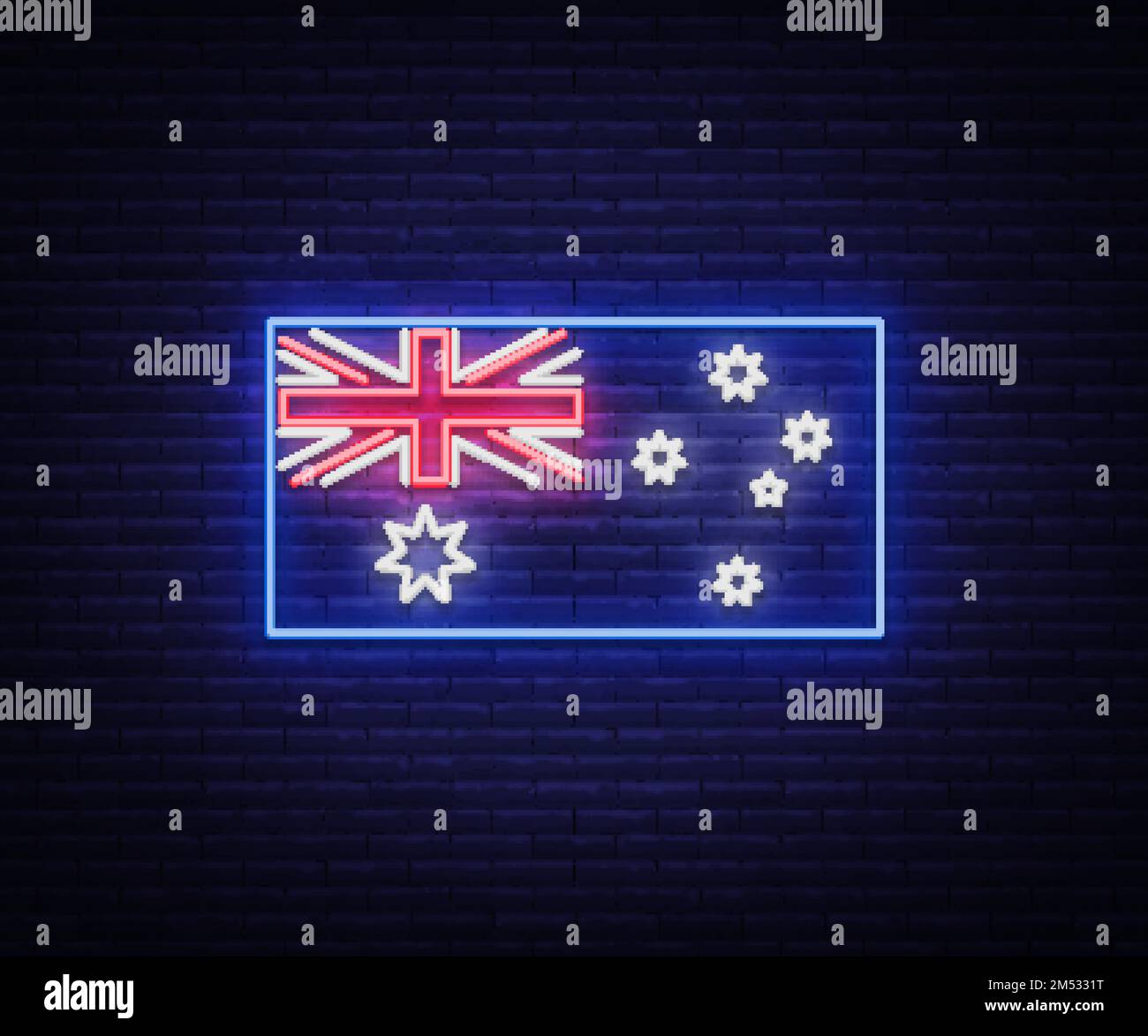 Flag of Australia is a neon sign. Vector Illustrations, Neon Banner ...