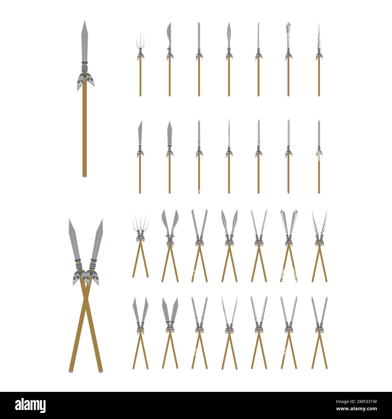 Spear War Lance Weapon Two Side Sharp Knight Collection Stock Vector ...