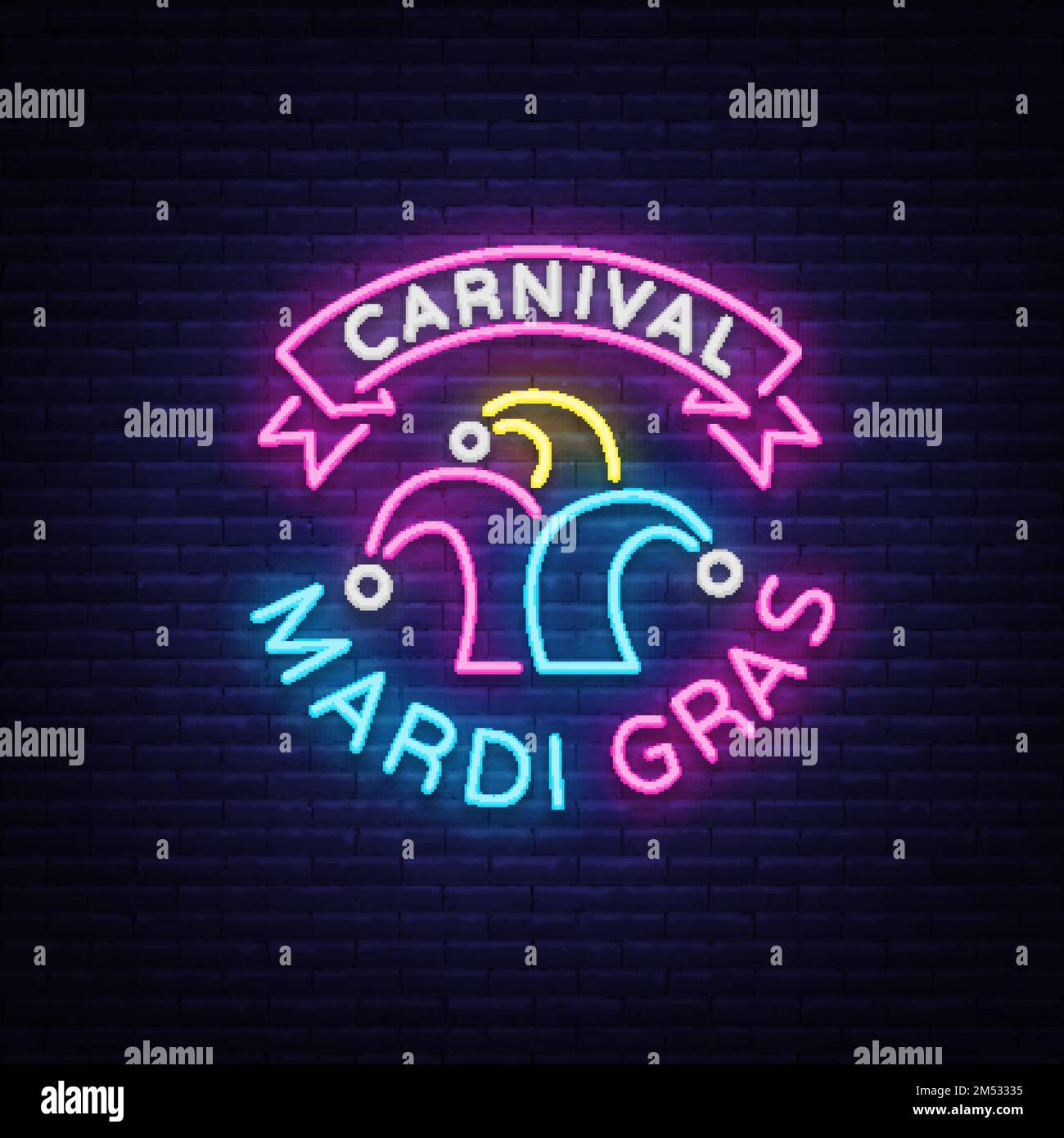 Mardi Gras vector symbol with holiday greetings, festive card. Fat ...