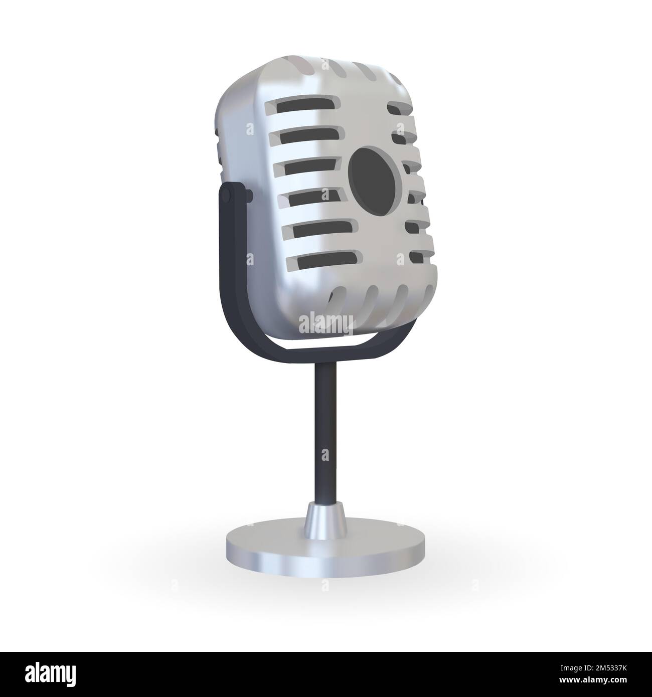 Vintage silver microphone isolated on white background. Vector ...