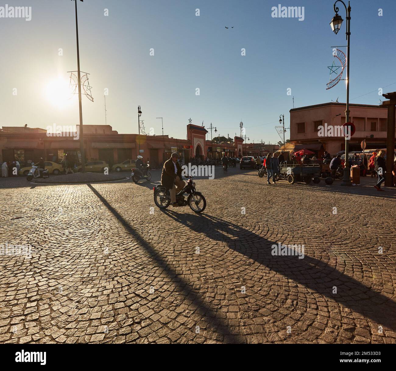 Morocco, Marrakech, February 02, 2017: Streets with traffic motorbike ...