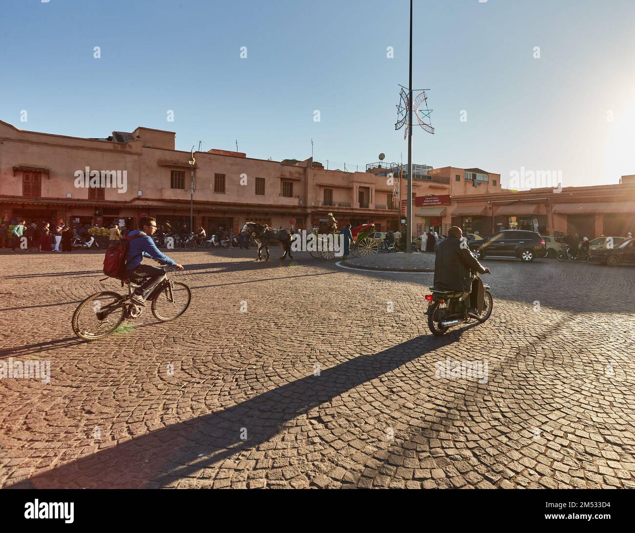 Morocco, Marrakech, February 02, 2017: Streets with traffic motorbike ...