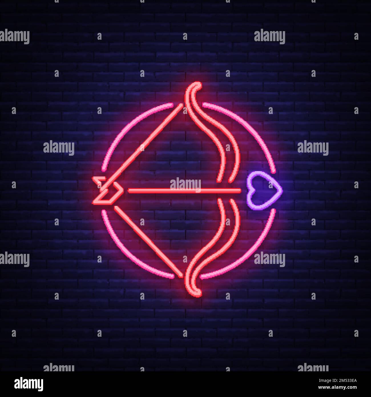 Cupid s arrow is a symbol of Valentine s day. Neon sign, bright banner ...