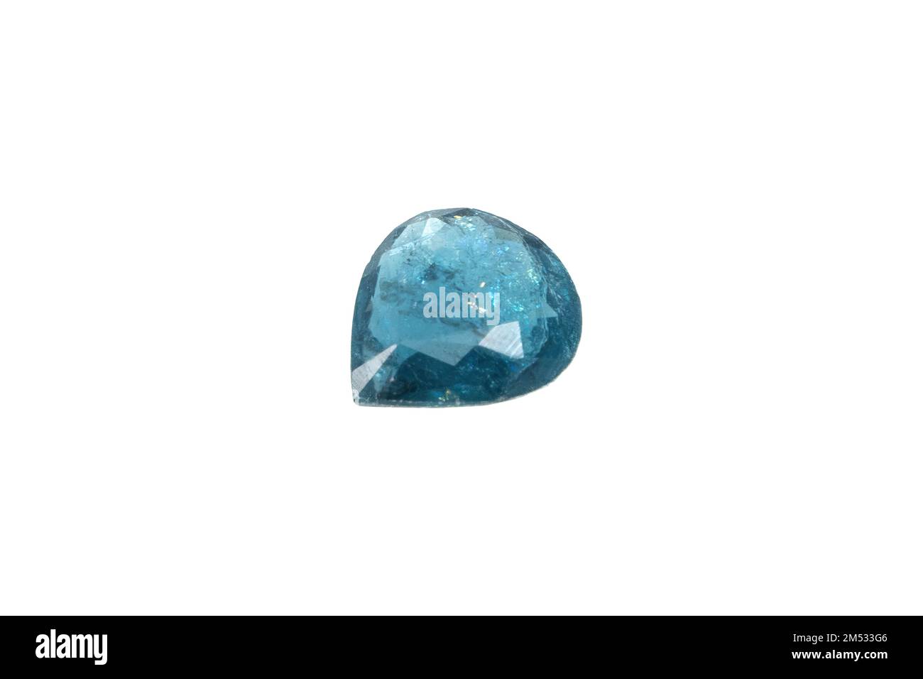 Natural mineral tourmaline indicolite blue color isolated on the white ...