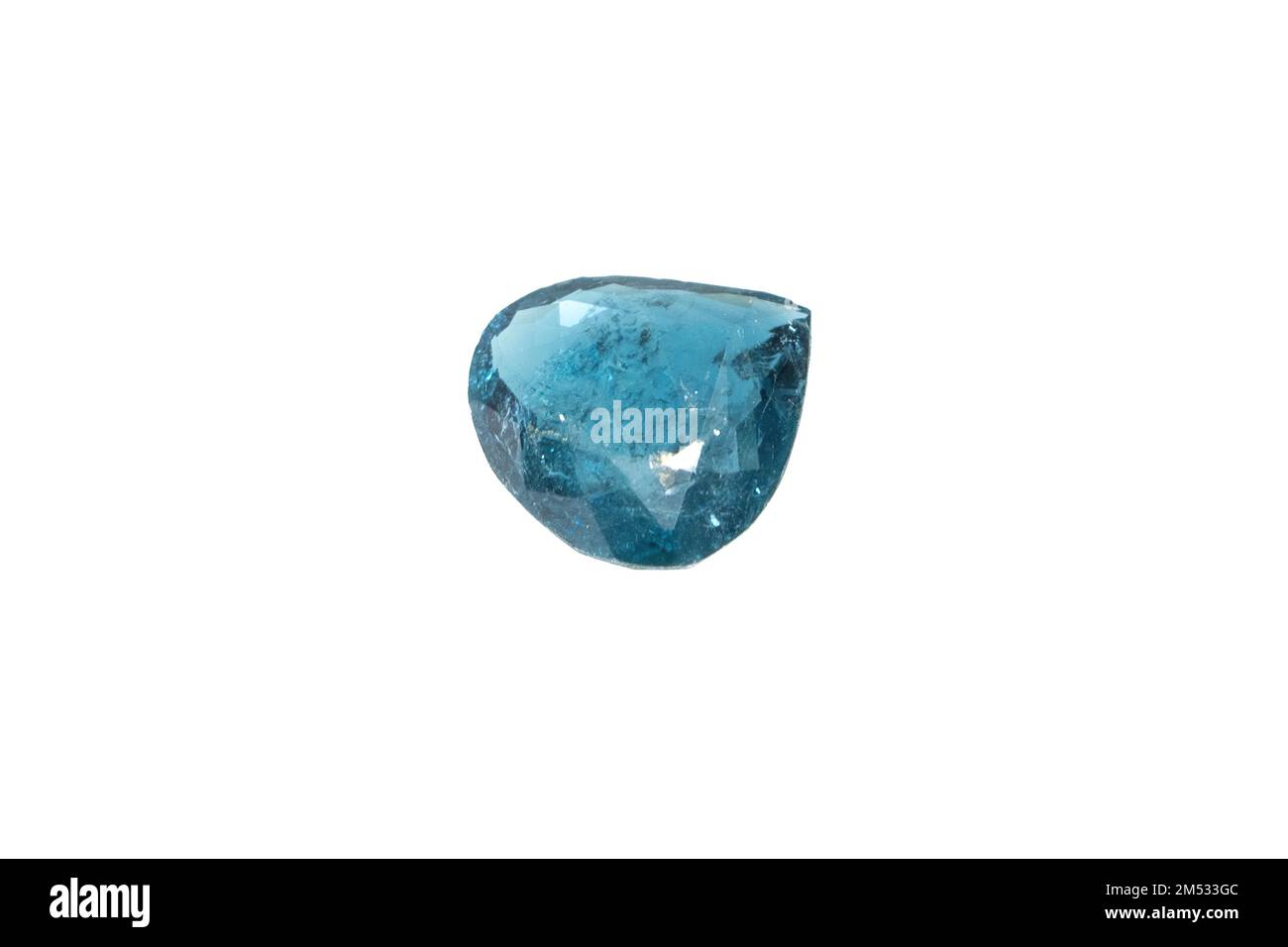 Natural mineral tourmaline indicolite blue color isolated on the white ...