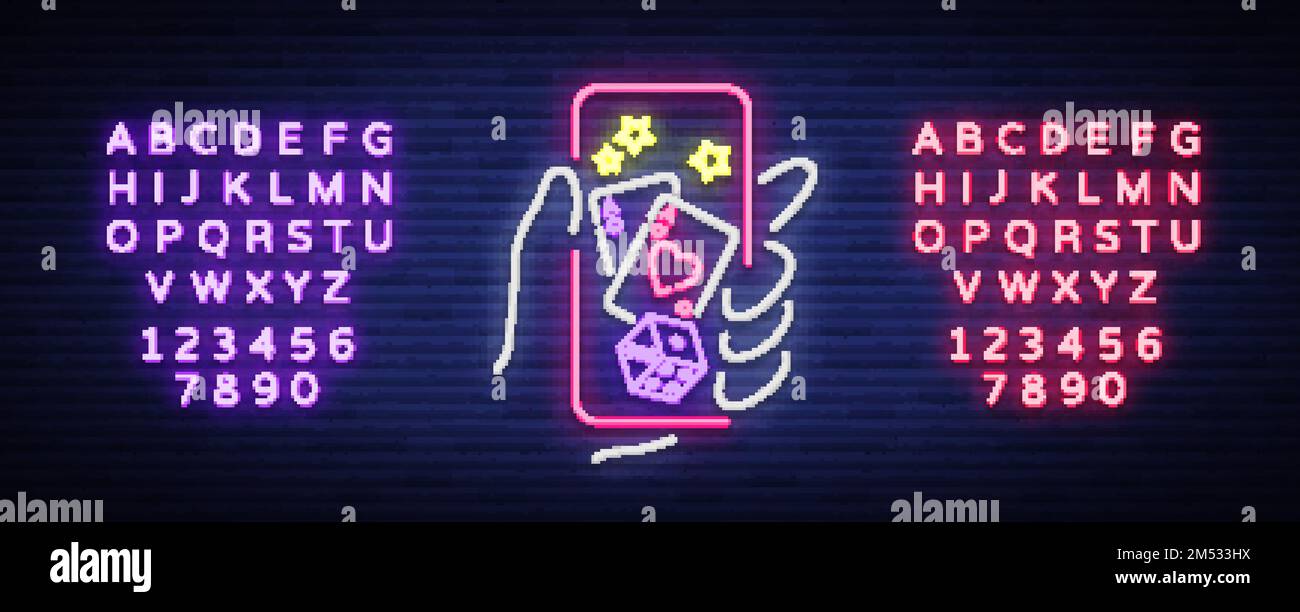 Online casino is a neon sign. Logo symbol in neon style svityaschyysya ...
