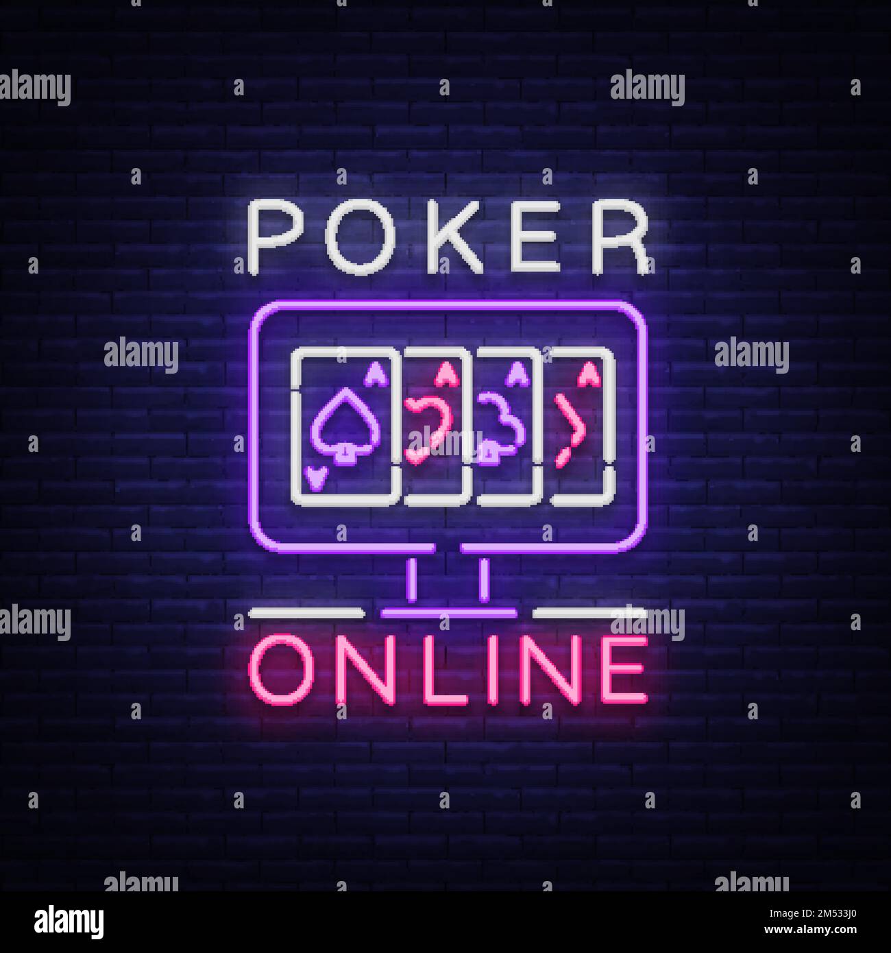 Online poker is a neon sign. Logo symbol in neon style svityaschyysya ...