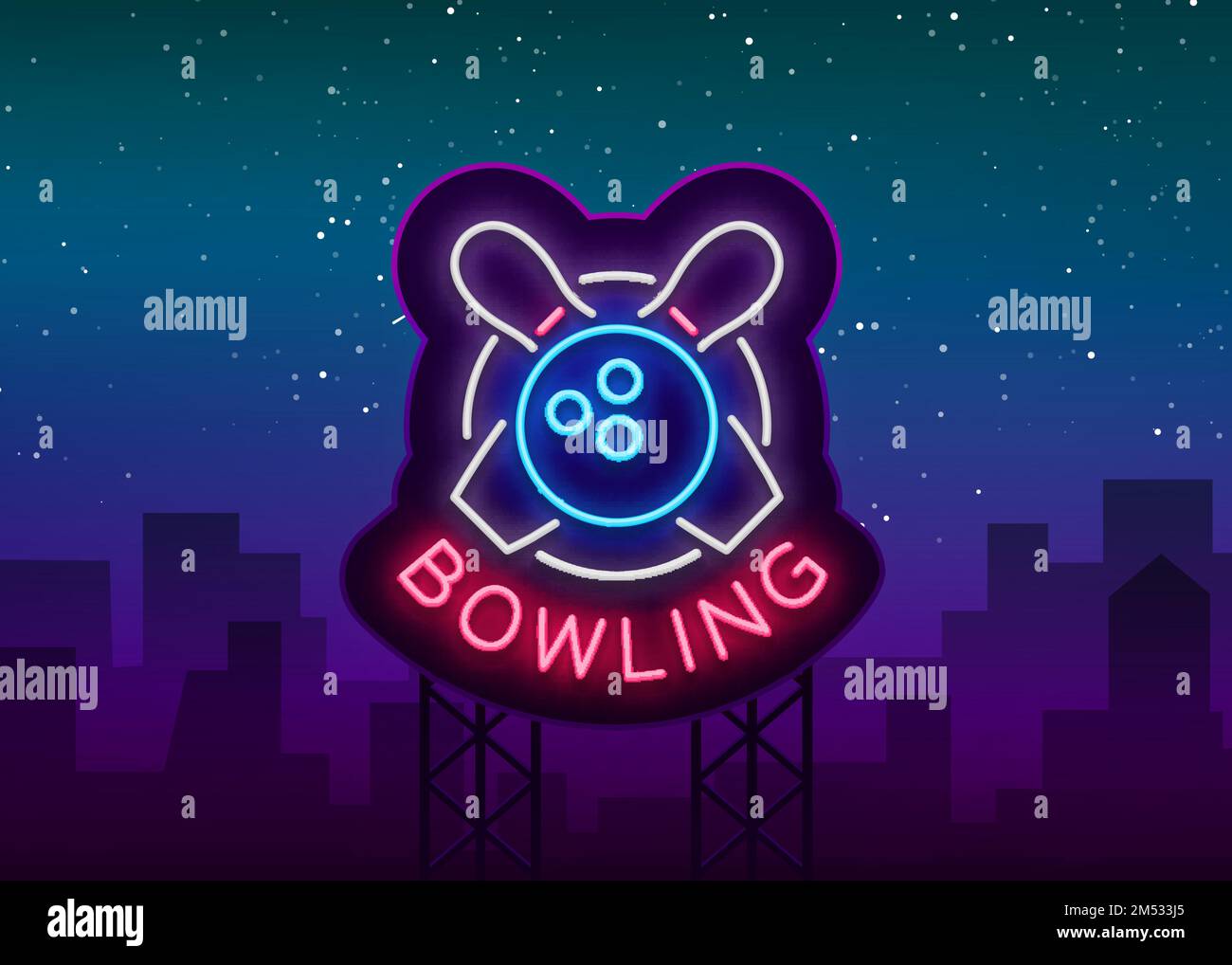 Bowling is a neon sign. Symbol emblem, Neon style logo, Luminous ...