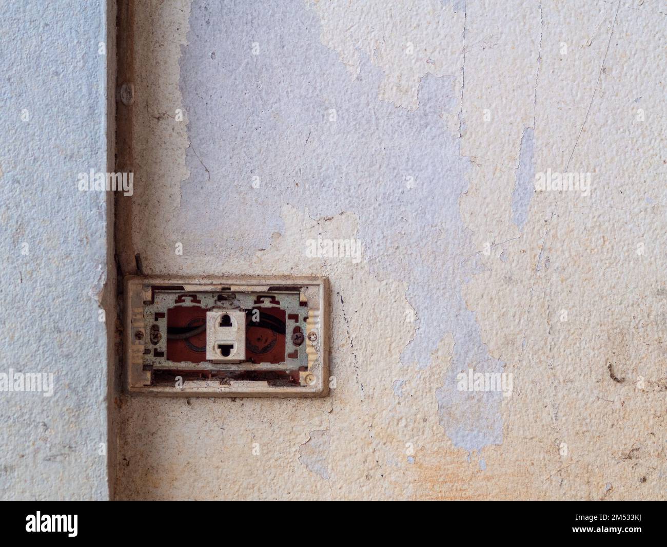 An old power socket that is about to break Stock Photo - Alamy