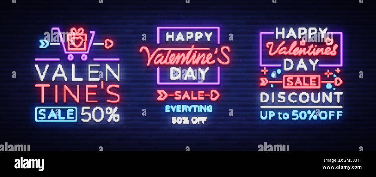 Valentine's Day is a proposal, a collection of neon-style banner ...