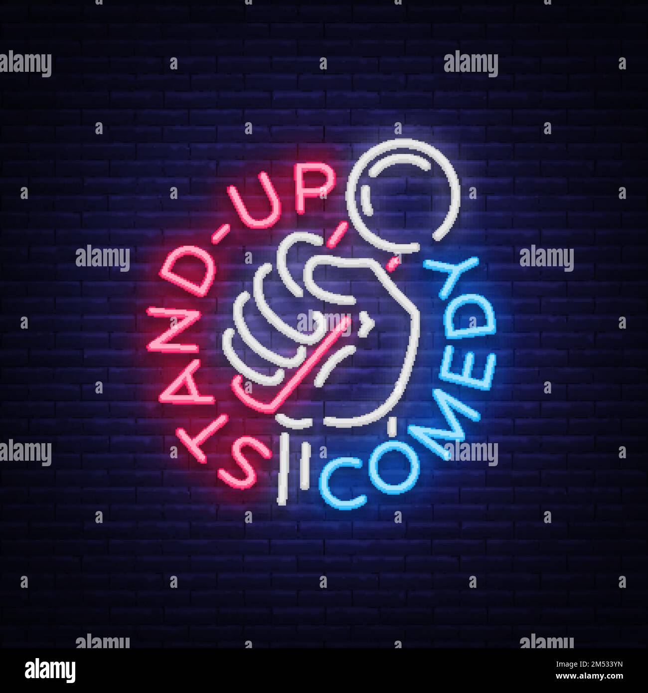 Comedy Show Stand Up invitation is a neon sign. Logo, Emblem Bright ...