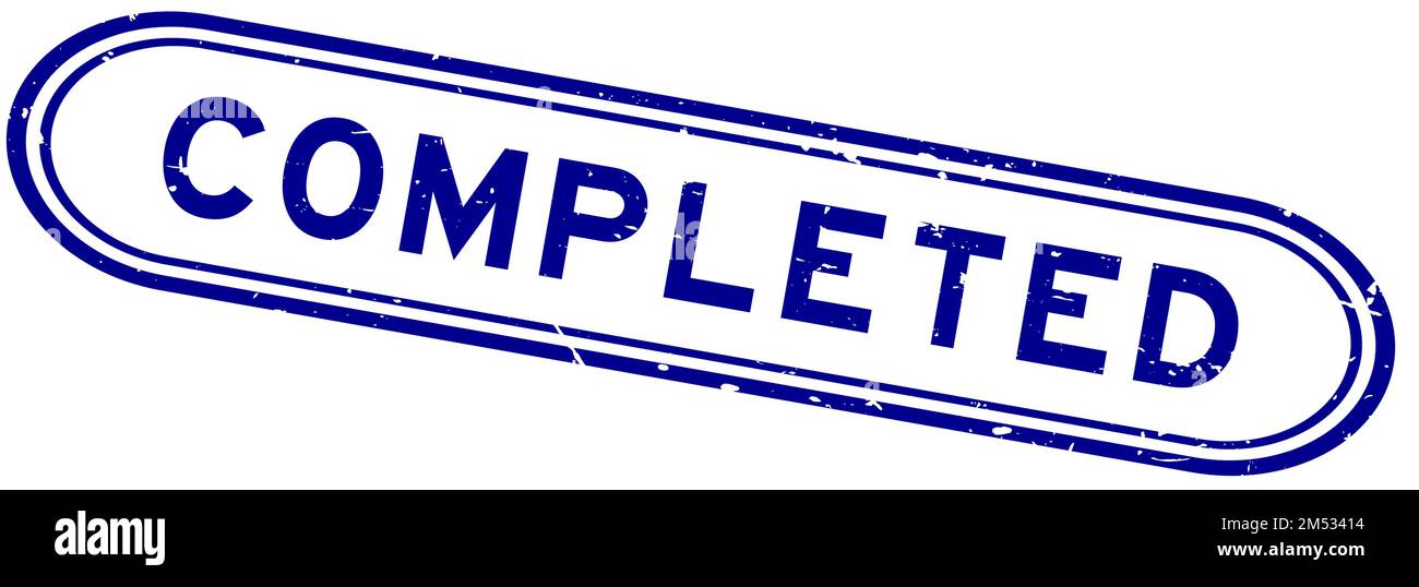 Grunge blue completed word rubber seal stamp on white background Stock ...