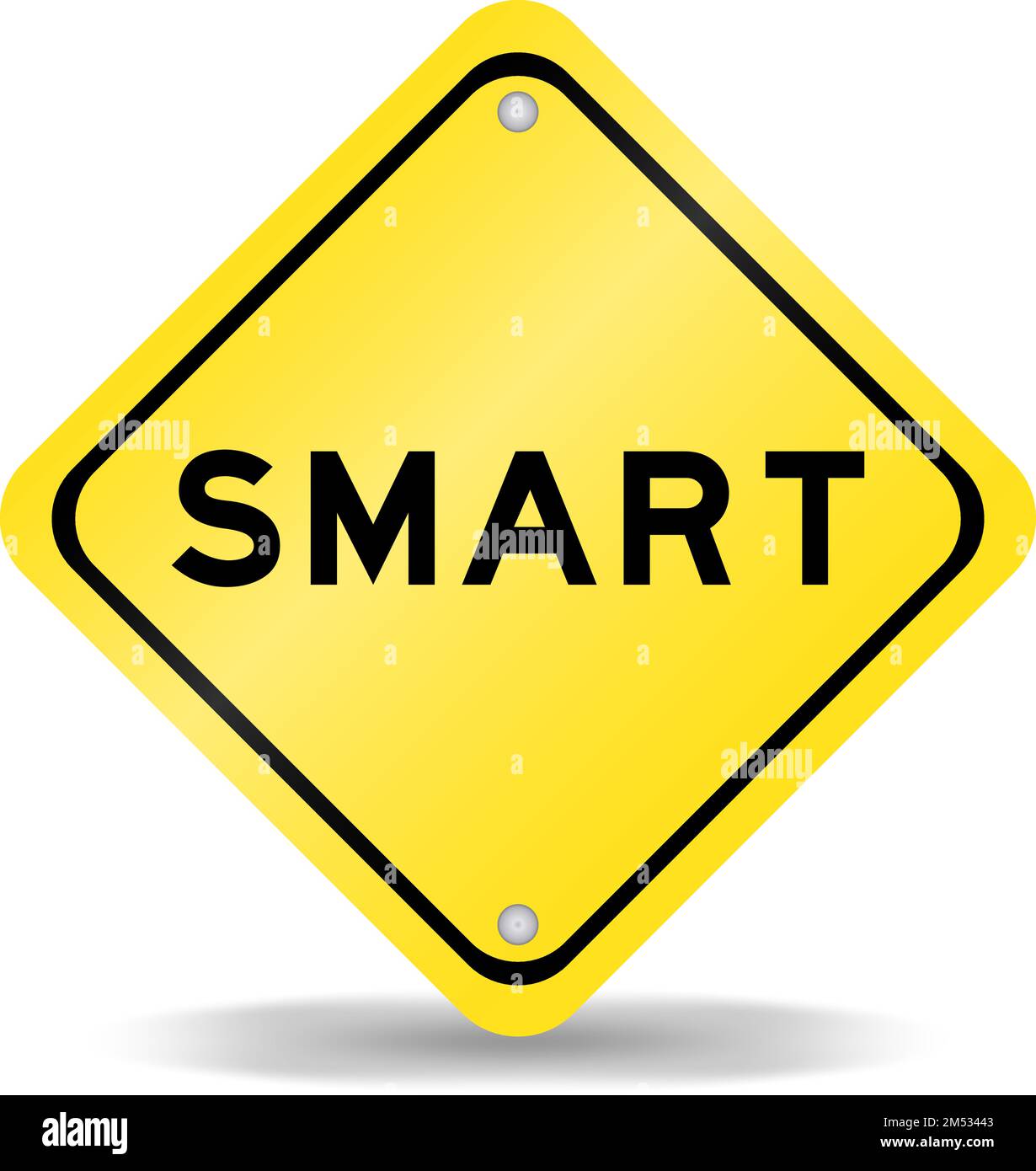 Yellow color transportation sign with word smart on white background ...