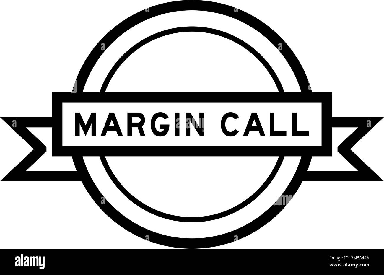 Vintage black color round label banner with word margin call on white ...