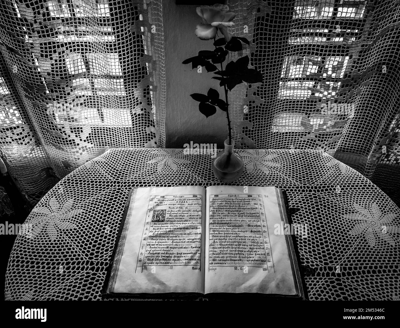 An old orthodox prayer book with Cyrillic letters in Vivant Museum from ...