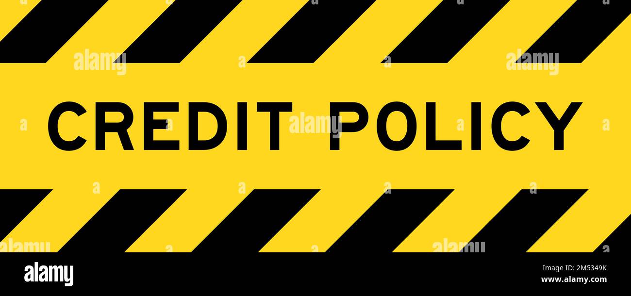 Yellow and black color with line striped label banner with word credit ...