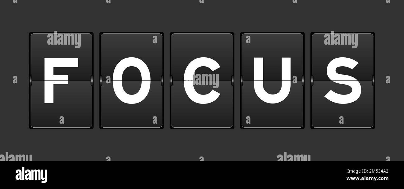 Black color analog flip board with word focus on gray background Stock ...