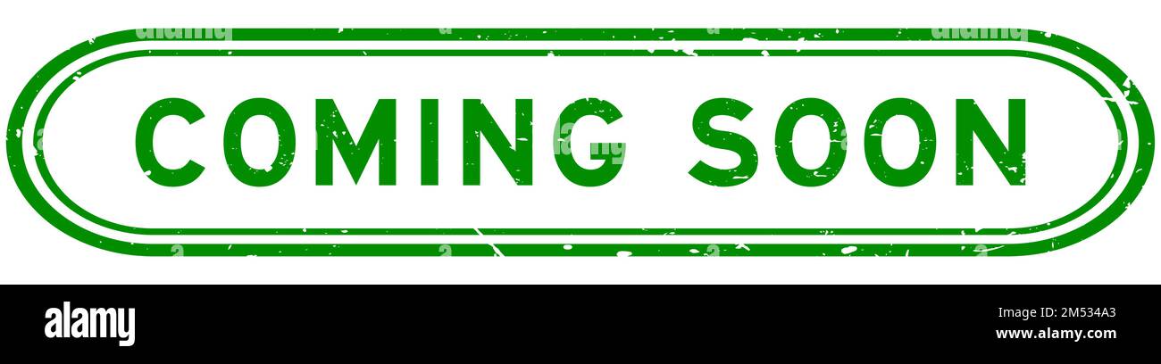 Grunge green coming soon word rubber seal stamp on white background ...