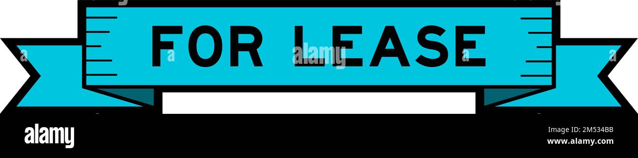 Ribbon label banner with word for lease in blue color on white ...