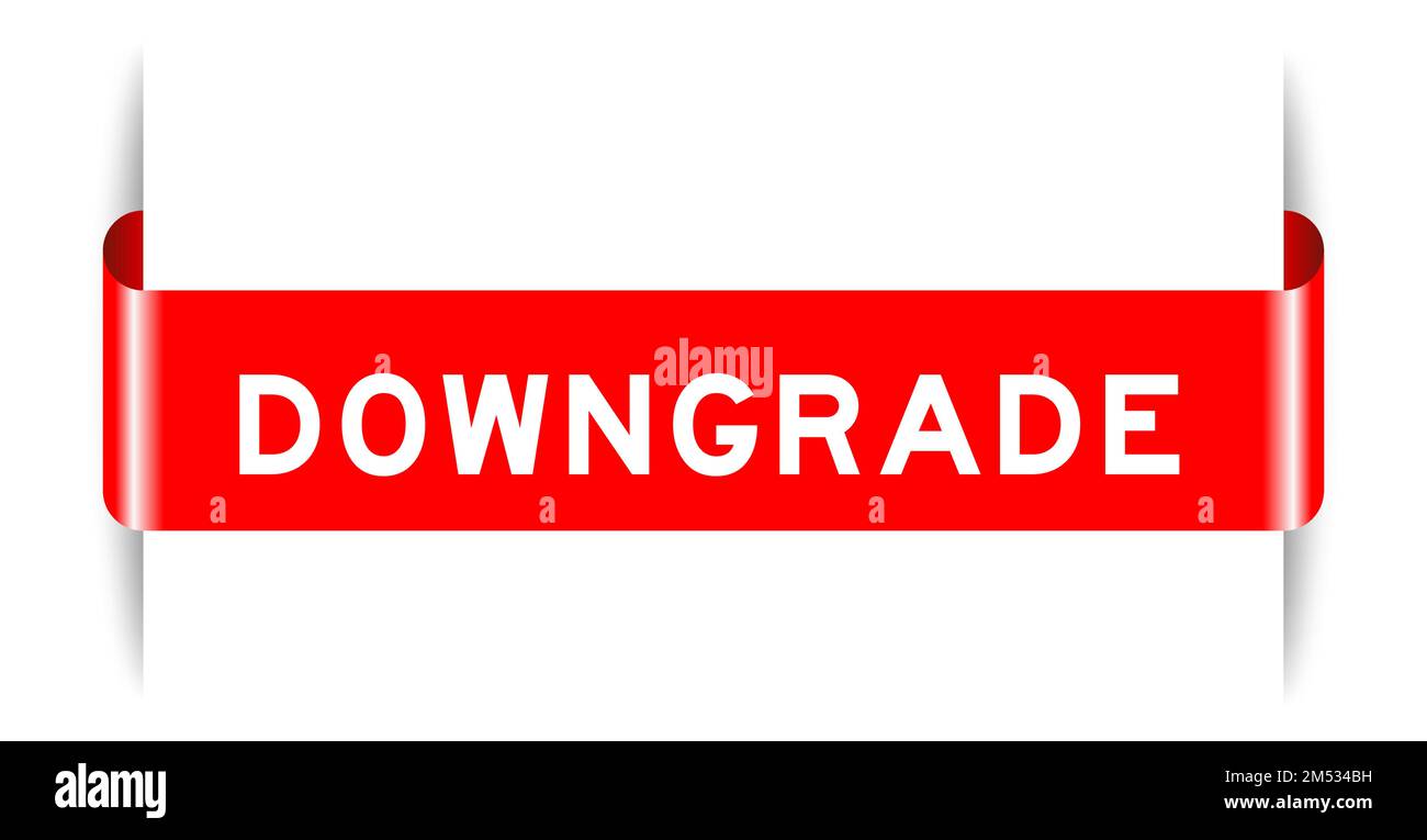 Red color inserted label banner with word downgrade on white background ...