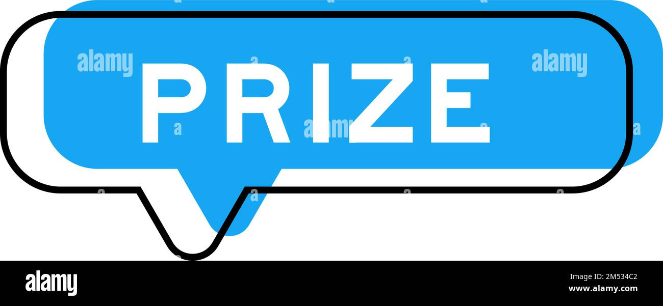Speech banner and blue shade with word prize on white background Stock ...