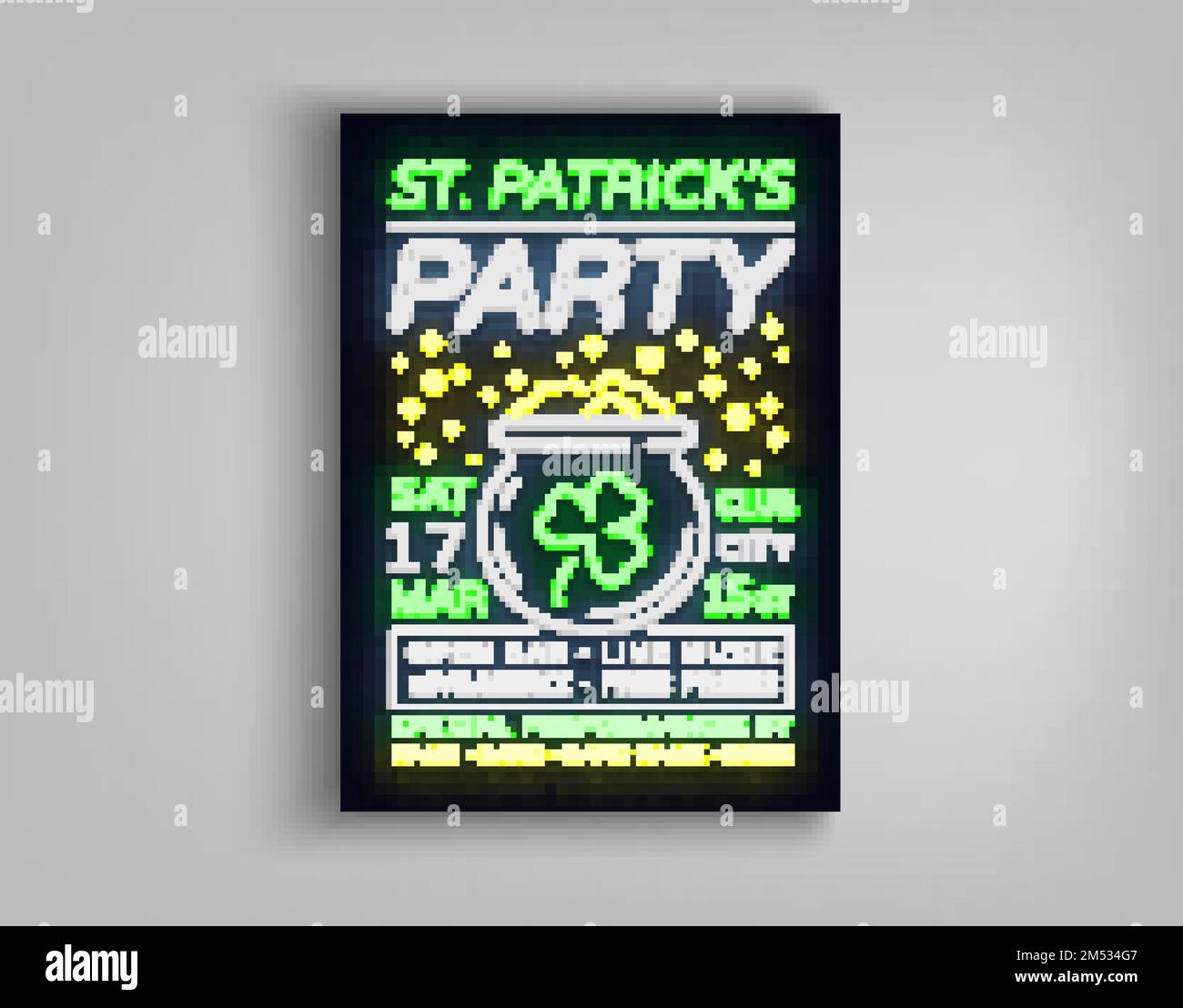 St. Patricks Day Party Poster. Design template typography in neon style ...