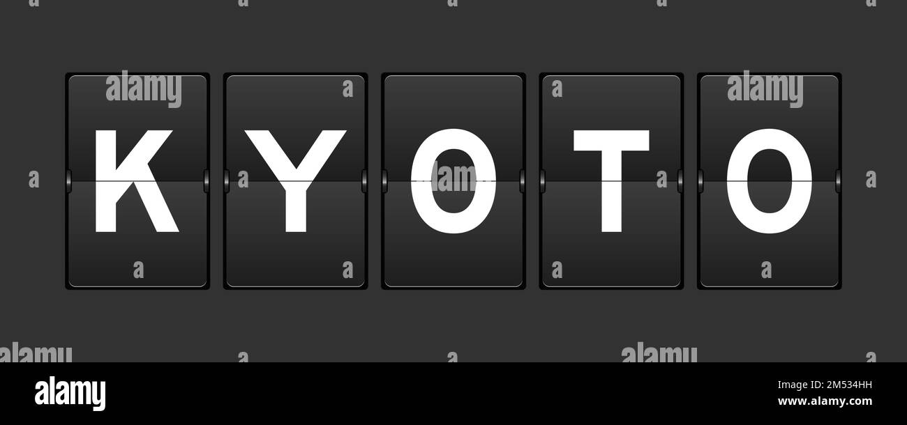 Black color analog flip board with word kyoto on gray background Stock ...