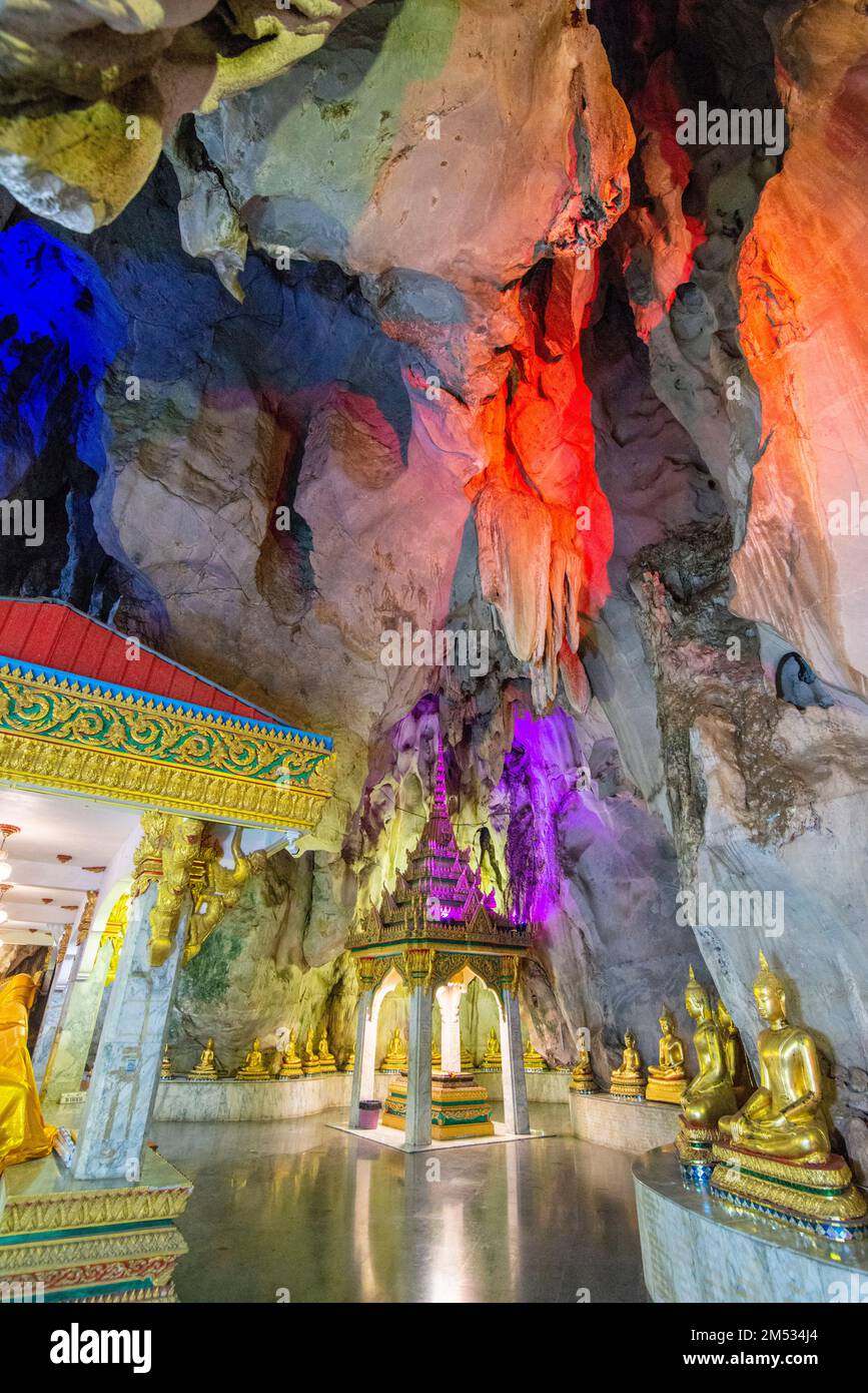 The Wat Tham Khao Yoi and Cave Temple near the city of Phetchaburi in ...