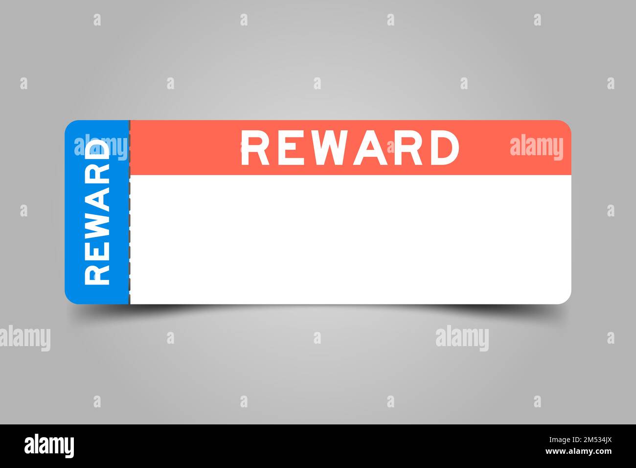 Blue and orange color ticket with word reward and white copy space ...