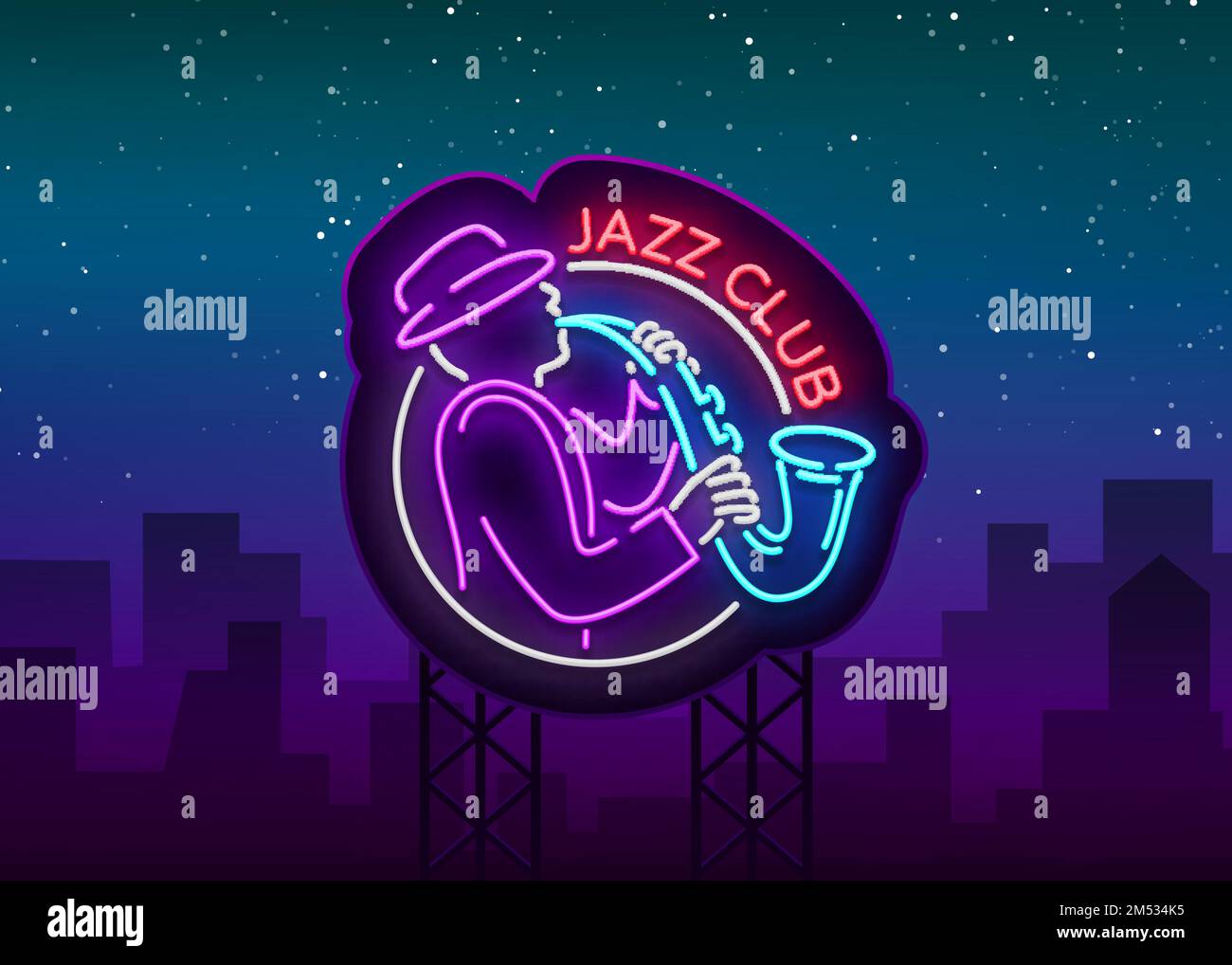 Jazz Club Neon Vector. Neon sign, Logo, Brilliant Banner, Bright Night ...