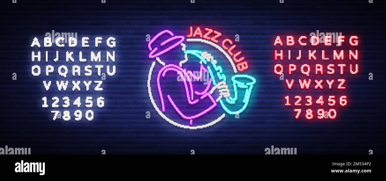 Jazz Club Neon Vector. Neon sign, Logo, Brilliant Banner, Bright Night ...
