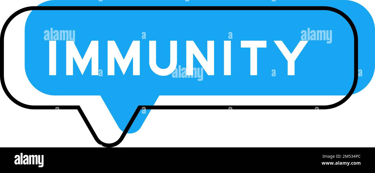 Speech banner and blue shade with word immunity on white background ...
