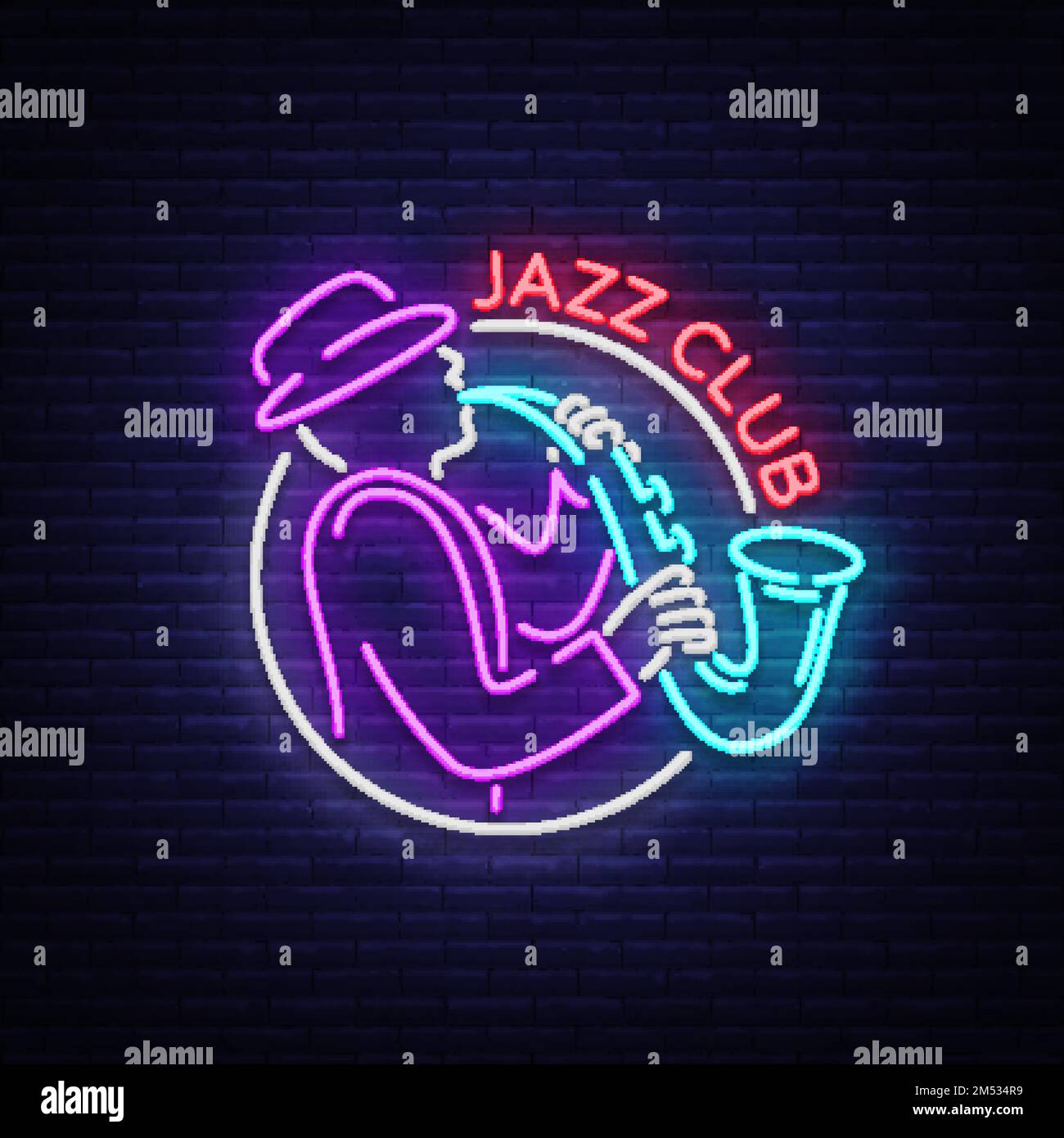 Jazz Club Neon Vector. Neon sign, Logo, Brilliant Banner, Bright Night ...