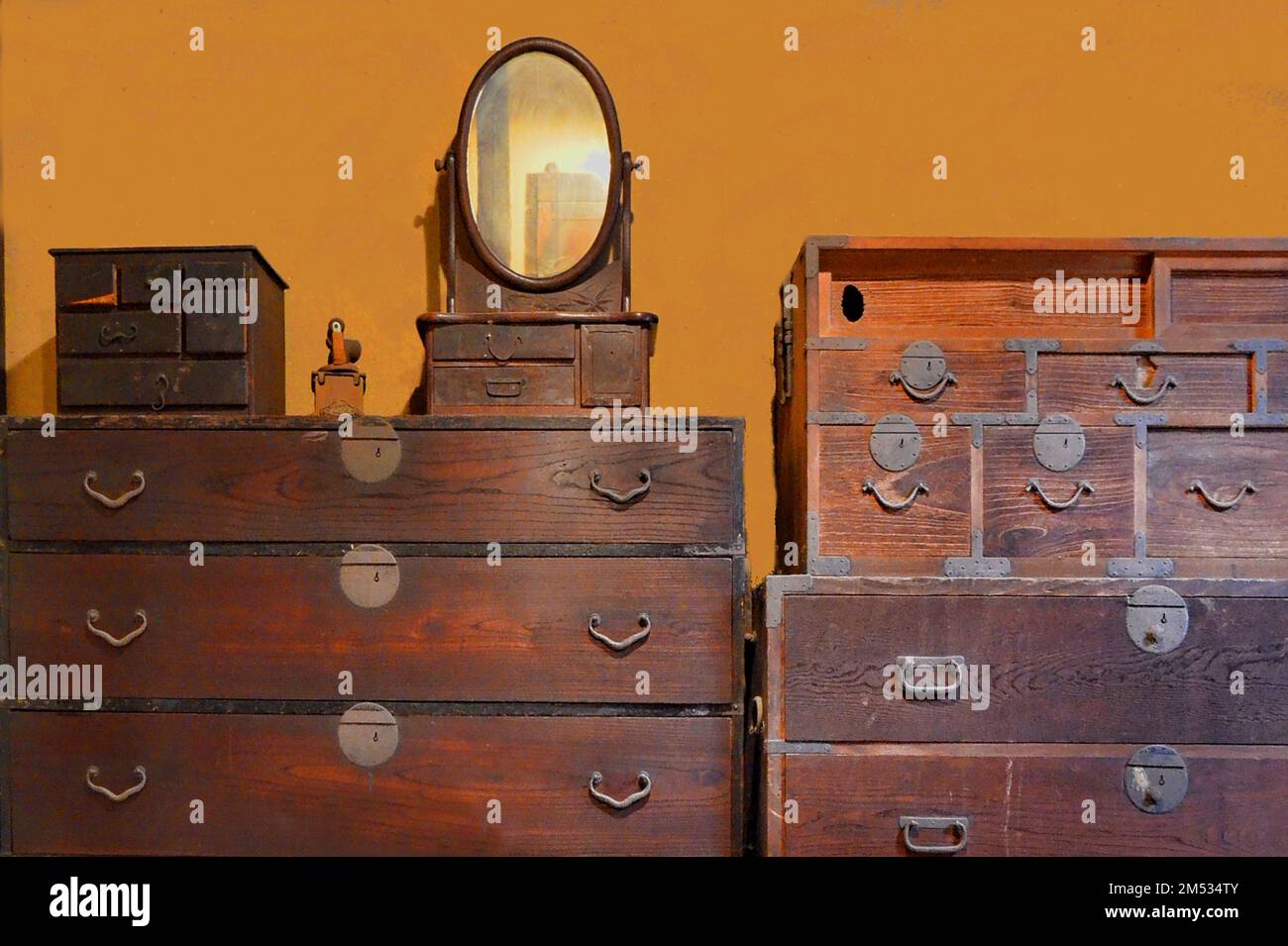 Old Japanese wooden furnitures at Miyajima Museum of History and Folk ...