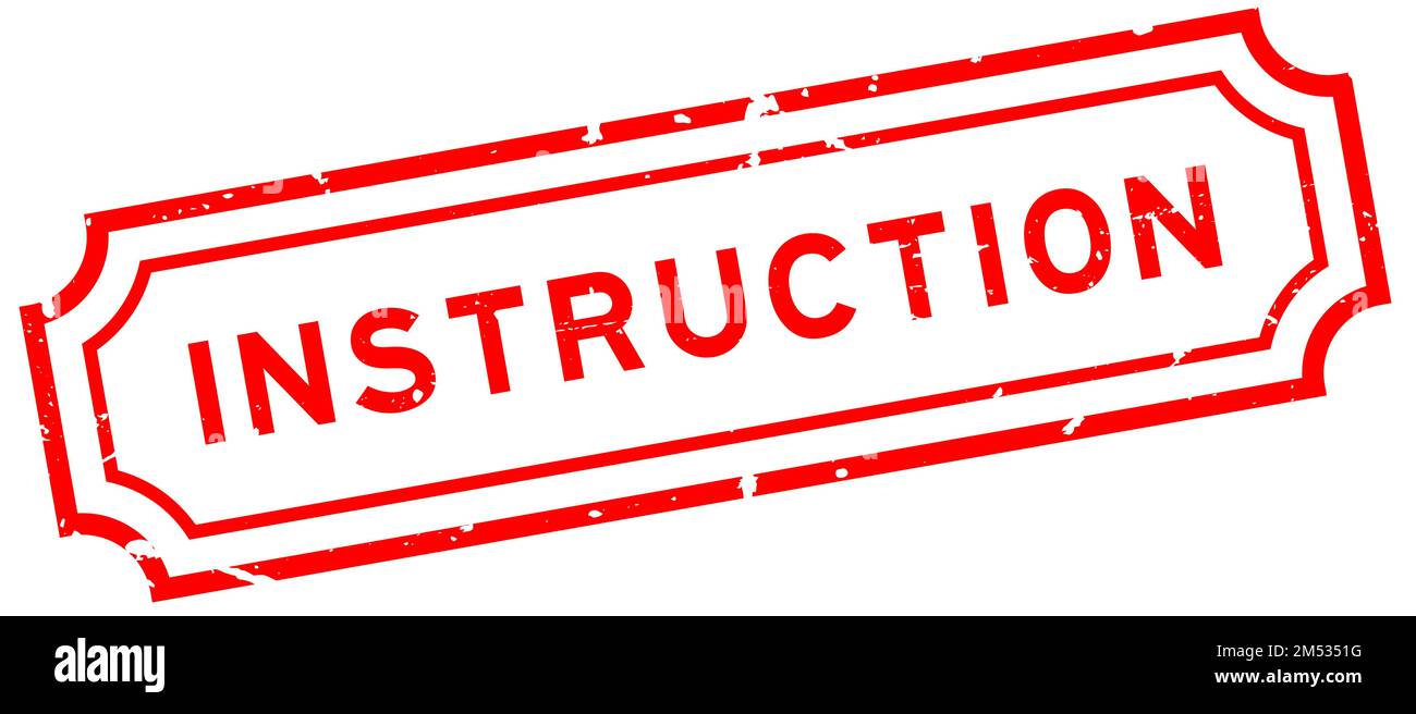 Grunge red instruction word rubber seal stamp on white background Stock ...