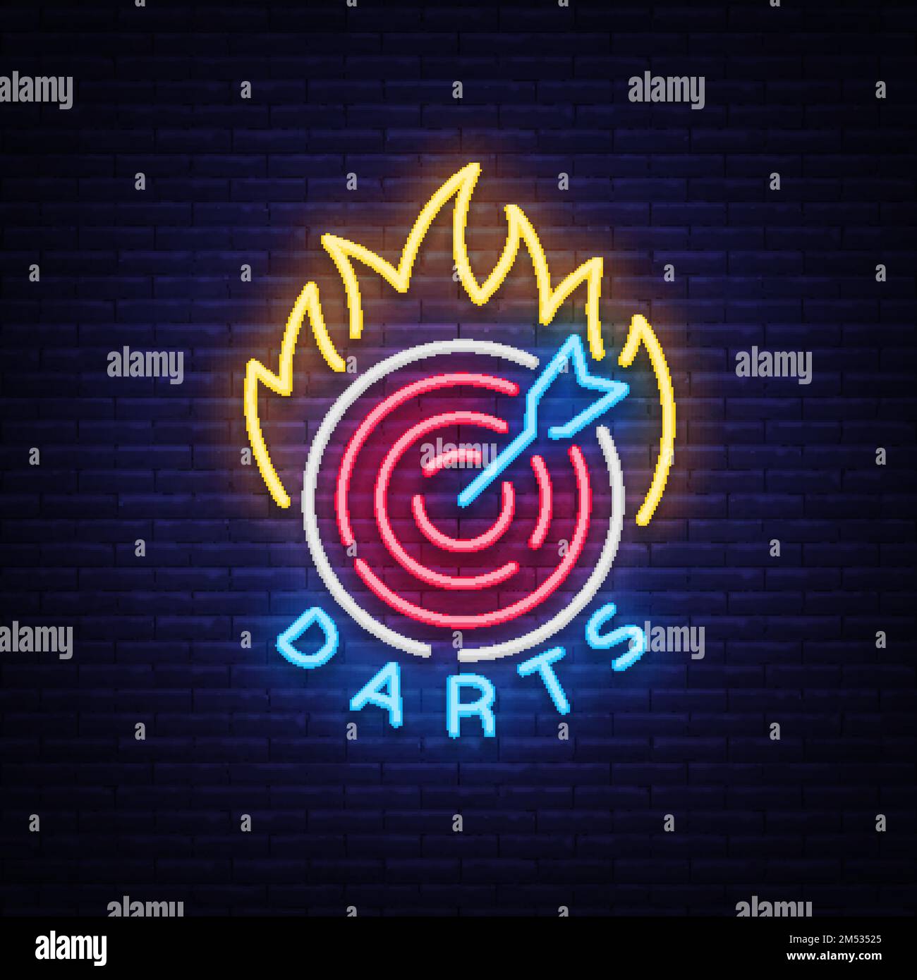 Darts Logo in Neon Style. Neon Sign, Bright Night Advertising, Light ...