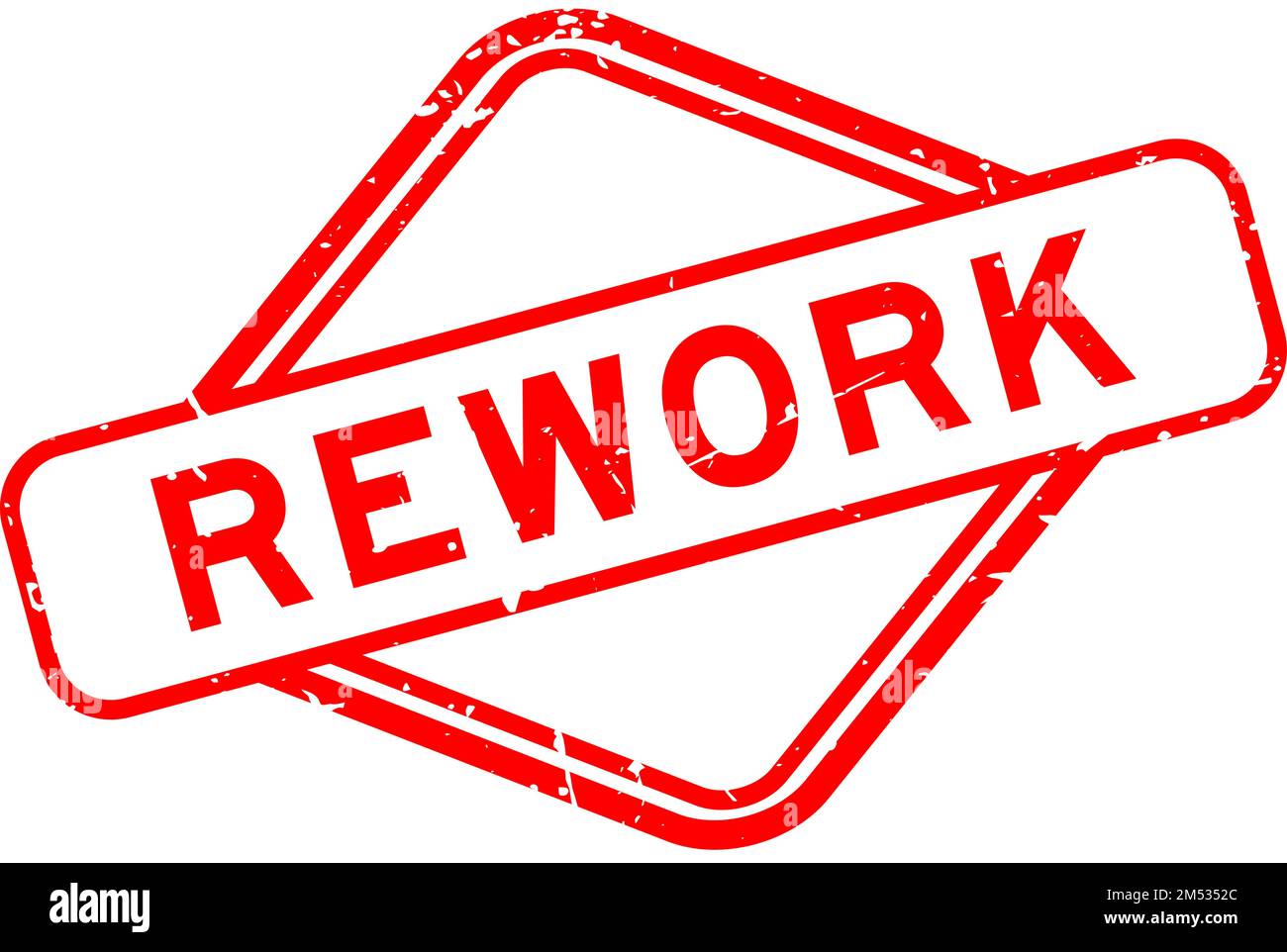 Grunge red rework word rubber seal stamp on white background Stock ...