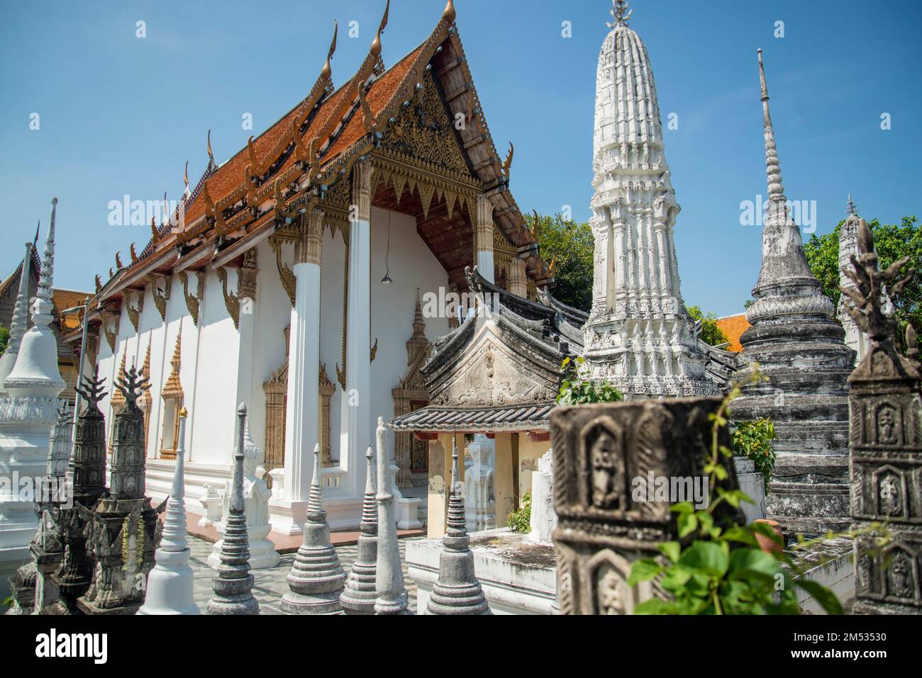 a old small Wat and Temple in the city of Petchaburi in the Province of ...