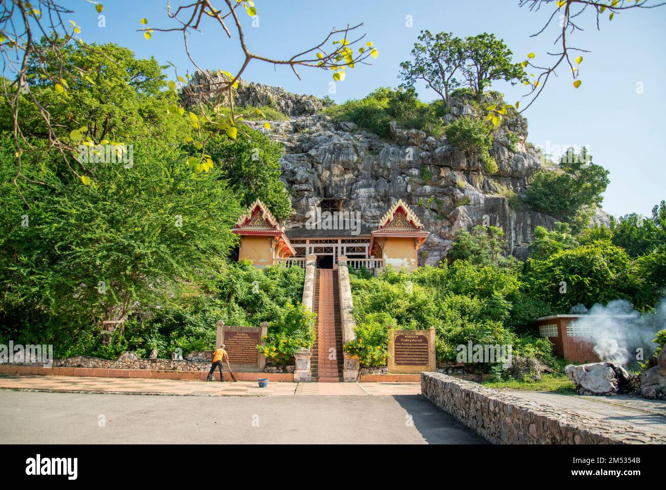 the entry at the Wat and Cave of Tham Khao Ngu Cave at the Khao Ngu ...