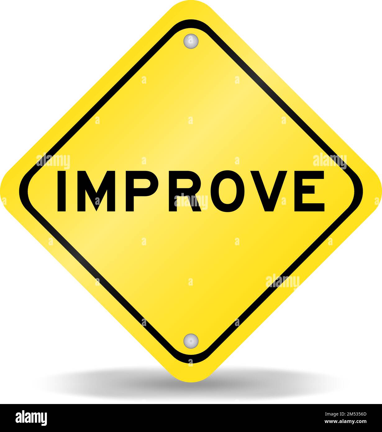 Yellow color transportation sign with word improve on white background ...
