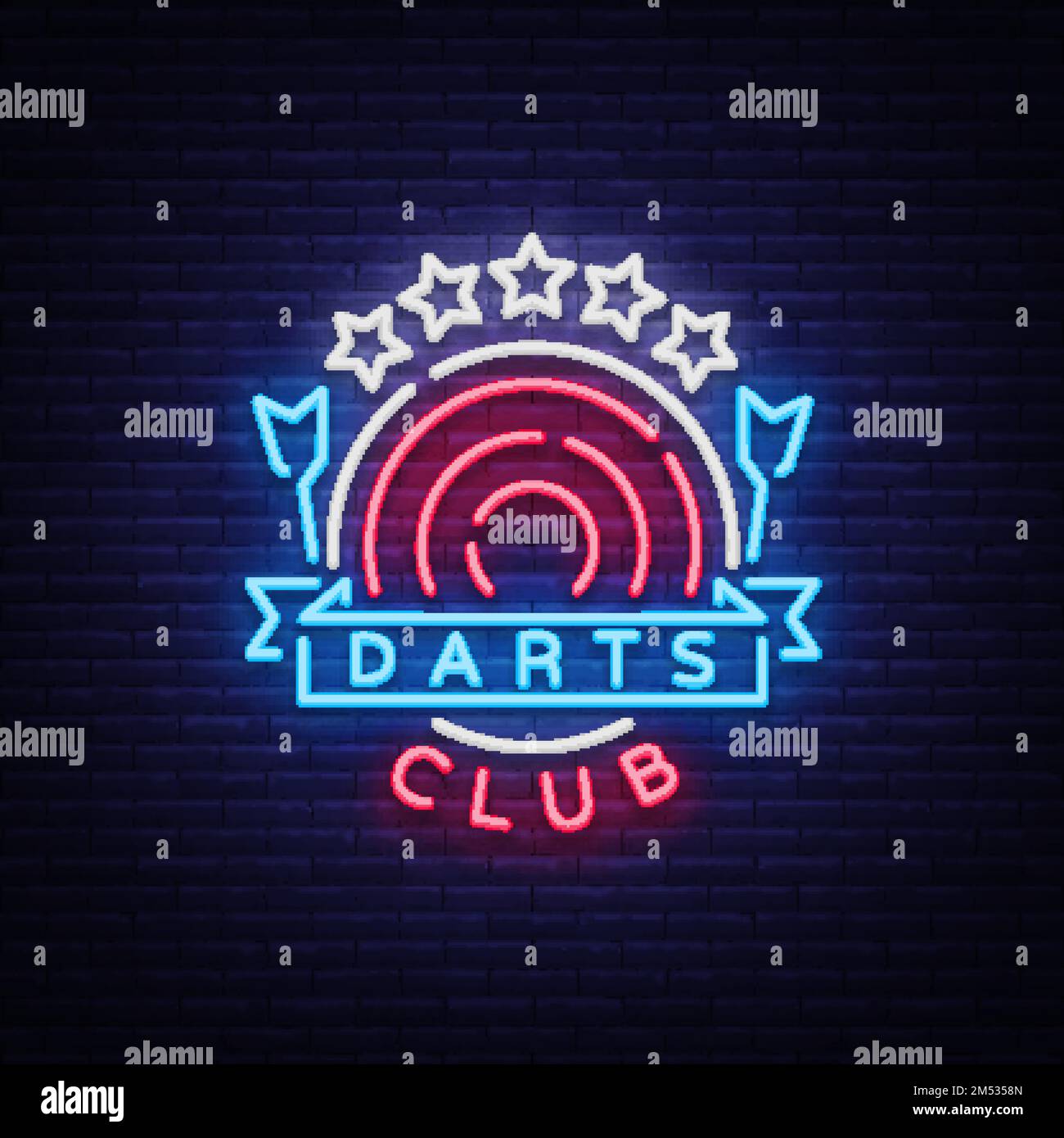 Darts Club Logo in Neon Style. Neon Sign, Bright Night Advertising ...
