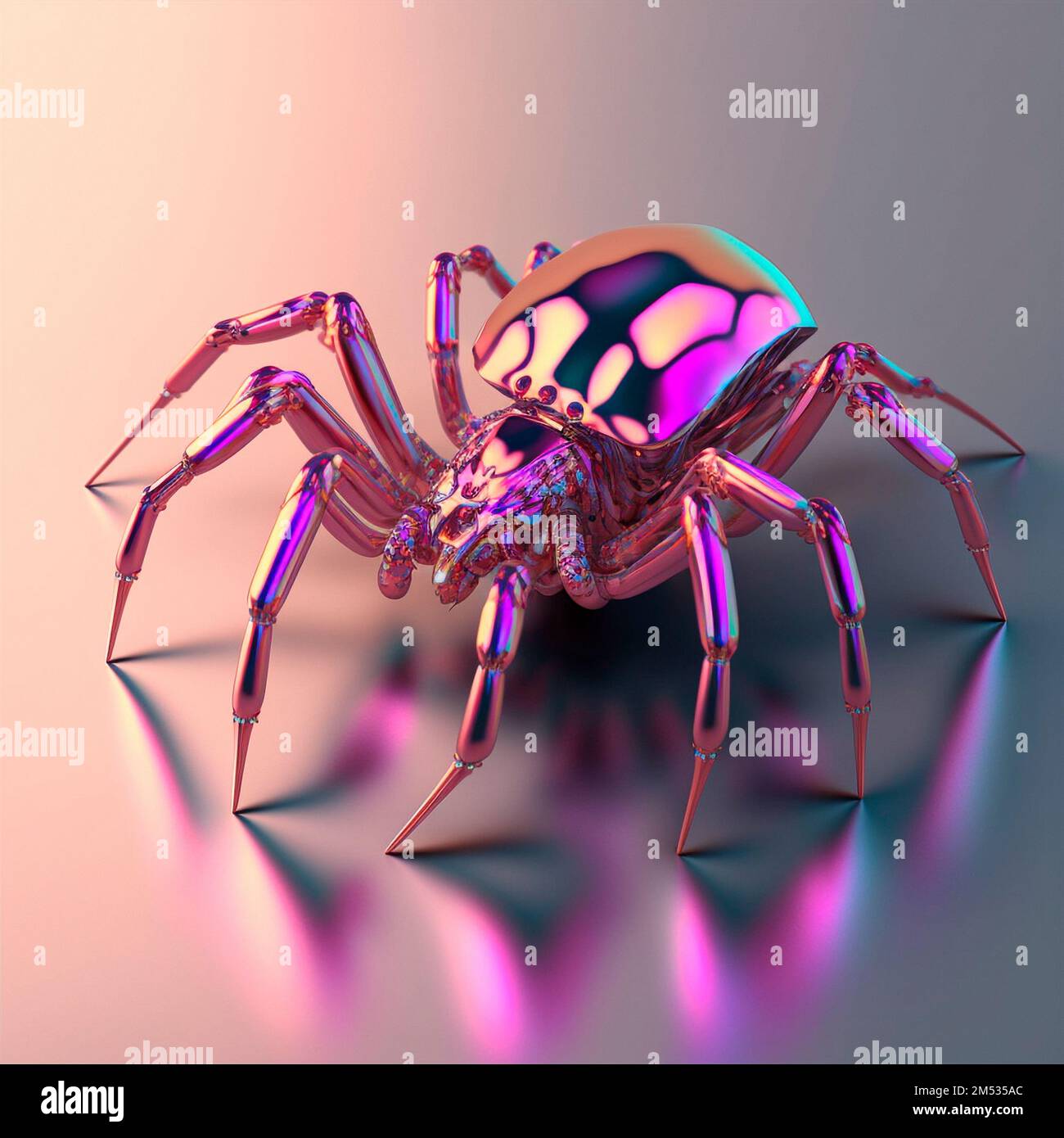 3d model of a pink and gold spider. Shiny , glossy figure Stock Photo ...