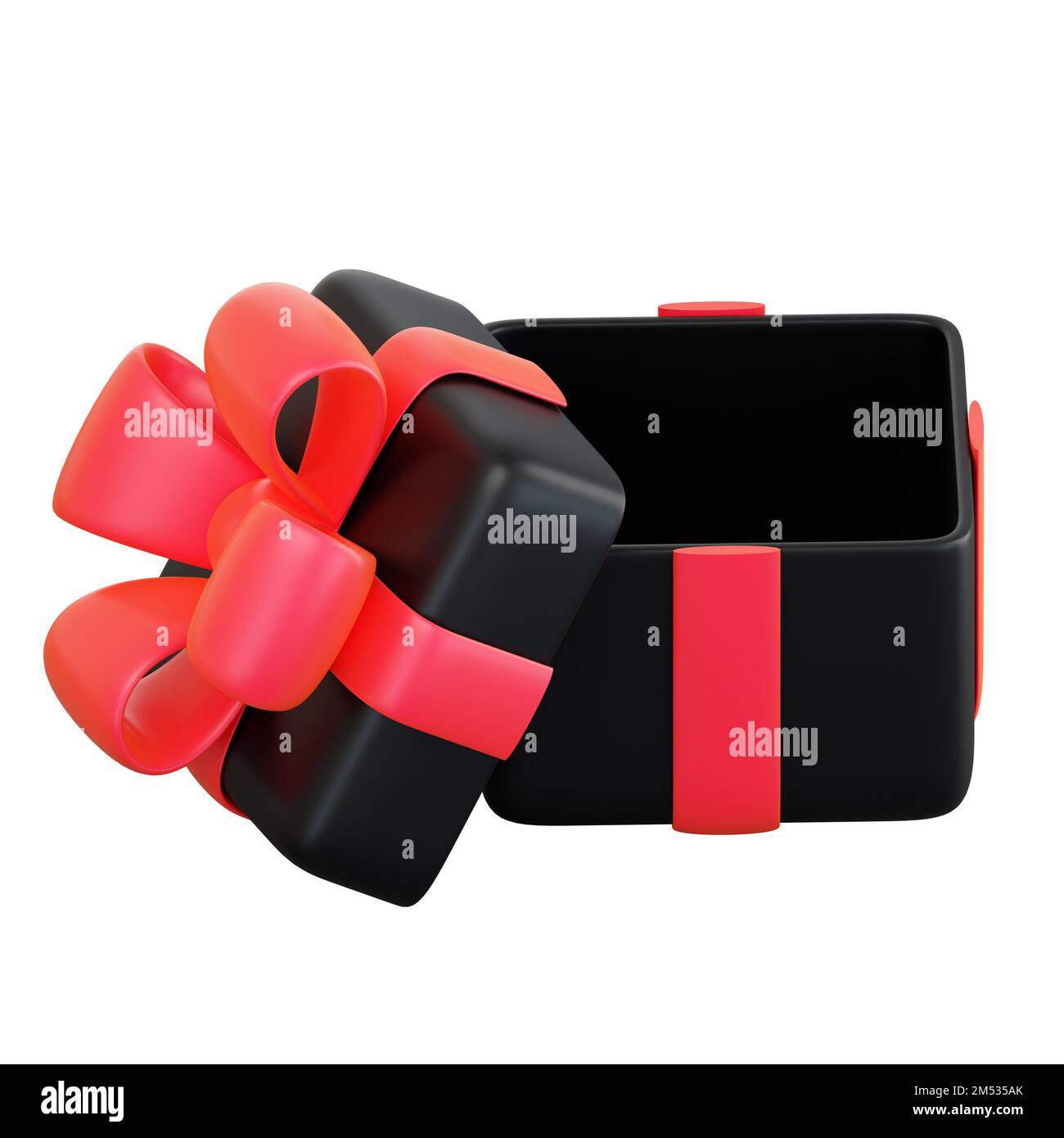 Realistic black gift box with red ribbon bow. Concept of abstract ...